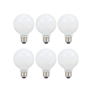 sylvania led truwave natural series globe light bulb, 40w equivalent, efficient 4.5w, daylight medium base, dimmable, frosted - 6 pack (40888)