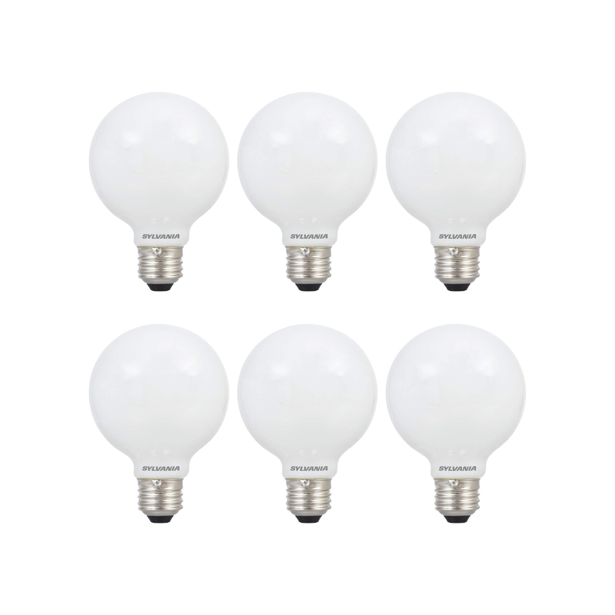 SYLVANIA LED TruWave Natural Series Globe Light Bulb, 60W Daylight Medium Base, Dimmable, Frosted - 6 Pack