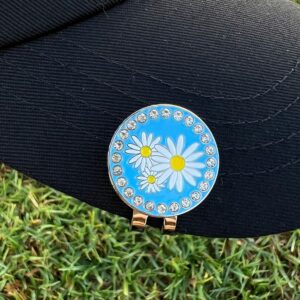 Giggle Golf Bling Flower Ball Marker Pack | includes One Daisies, One Sunflower, and One Plumeria Bling Ball Marker with One Magnetic Hat Clip