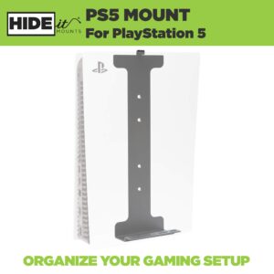 HIDEit Mounts - Wall Mount & Controller Bundle for PS5 - Includes Steel Wall Mount & Rubber Dipped Controller Holder - Patented Wall Mount for PlayStation 5 Disc & Digital - Not PS5 Slim Compatible