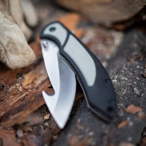 Old Timer Trail Boss 8in Gut Hook Folding Knife with High Carbon Stainless Steel, TPE Grip Handle, Finger Flip Assist, and Liner Lock for Hunting, Field Dressing, Skinning, Gutting, and Outdoors