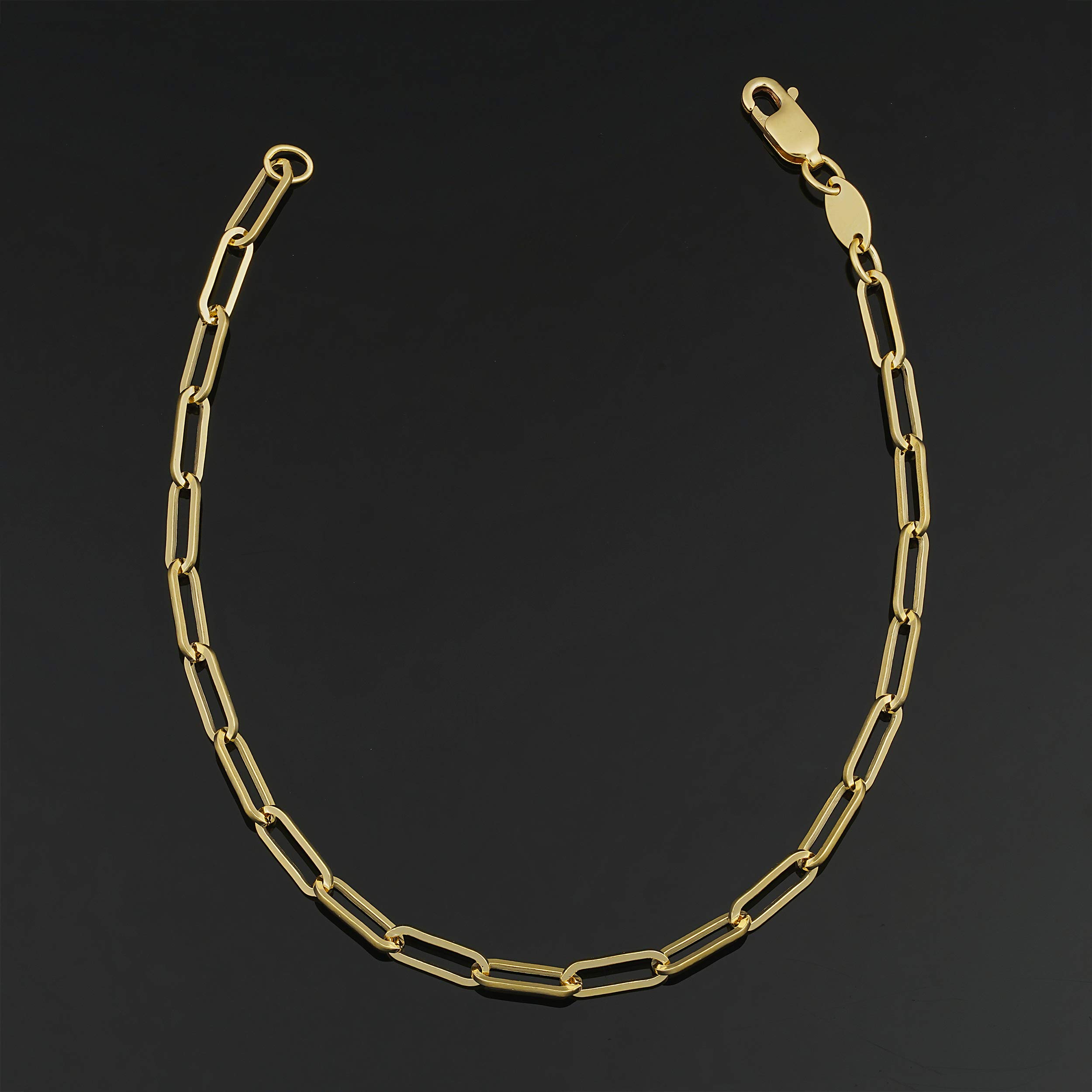 Solid 14k Yellow Gold Filled Paperclip Chain Bracelet for Women (2.5 mm, 7.5 inch)