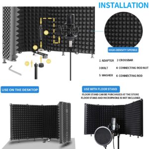 Bomaite Broadcast Studio Adjustable Angle Foldable Noise Reduction Sound Absorbing Microphone Wind Screen Shield