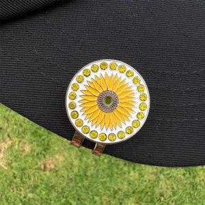 Giggle Golf Bling Flower Ball Marker Pack | includes One Daisies, One Sunflower, and One Plumeria Bling Ball Marker with One Magnetic Hat Clip