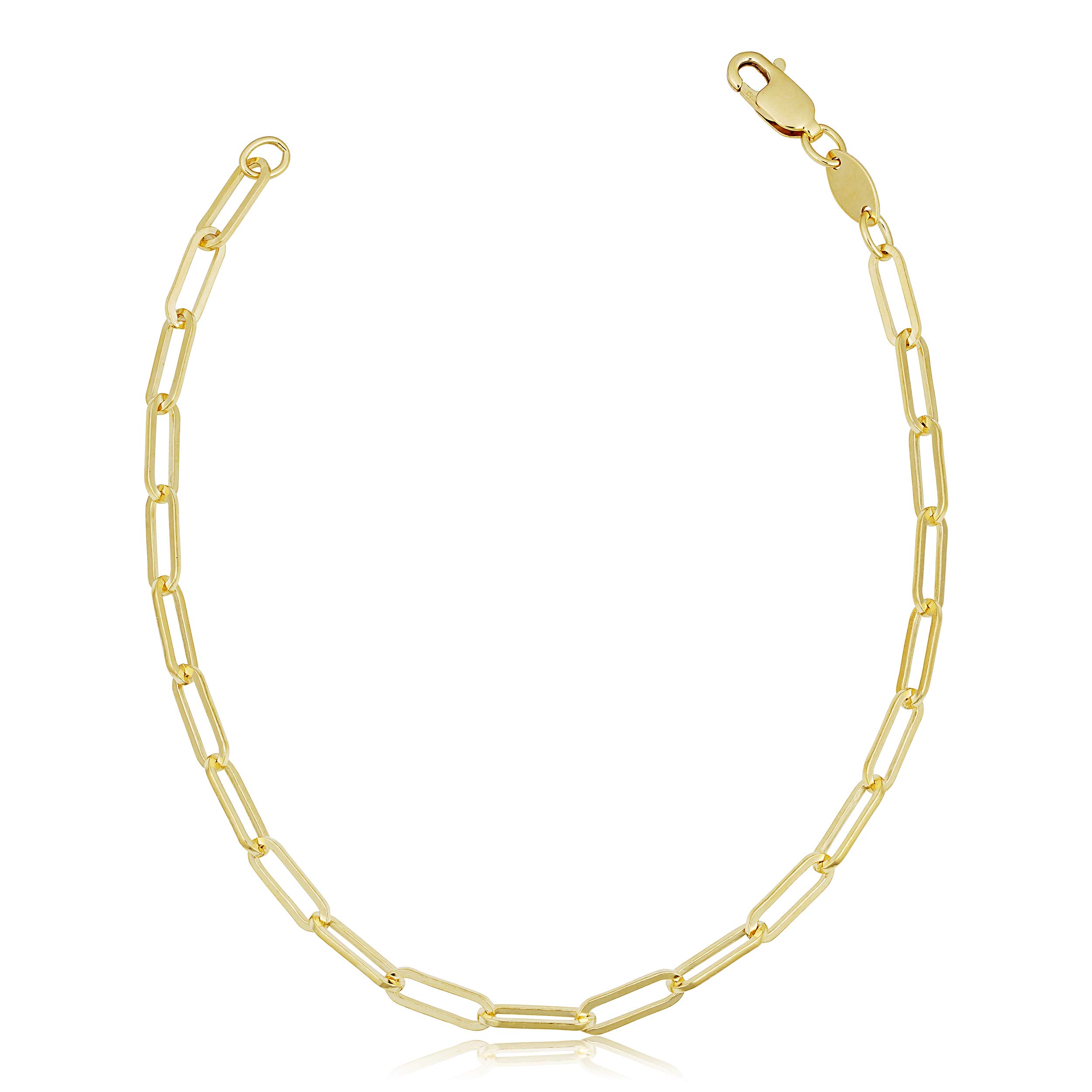 Solid 14k Yellow Gold Filled Paperclip Chain Bracelet for Women (2.5 mm, 7.5 inch)