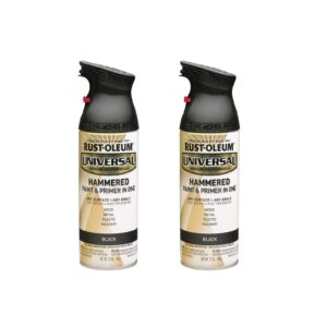 rust-oleum 245217-2pk universal all surface hammered spray paint, 12 oz, black, 2 pack