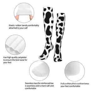 Thigh Knee High Cow Goat Print Socks for Women Compression Black and White Non Slip Long Boot Stocking Thick Warm Girls Fashion Animal Series Stocking Over