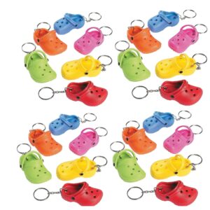 biblebanz bulk 24 count of mini clog keychain rubber slipper key chain shoe for women teens cute adorable charms little shoes for backpacks gifts