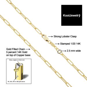 Solid 14k Yellow Gold Filled Paperclip Chain Bracelet for Women (2.5 mm, 7.5 inch)