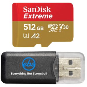 SanDisk Extreme V30 A2 512GB MicroSD Memory Card for DJI Mini 2 Mavic Drone Class 10 4K SDXC Bundle with 1 Everything But Stromboli Micro Card Reader