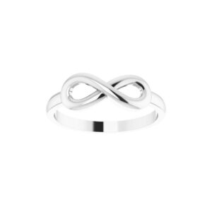 Solid 14k White Gold Infinity-Inspired Ring Band (Width = 5.4mm) - Size 8