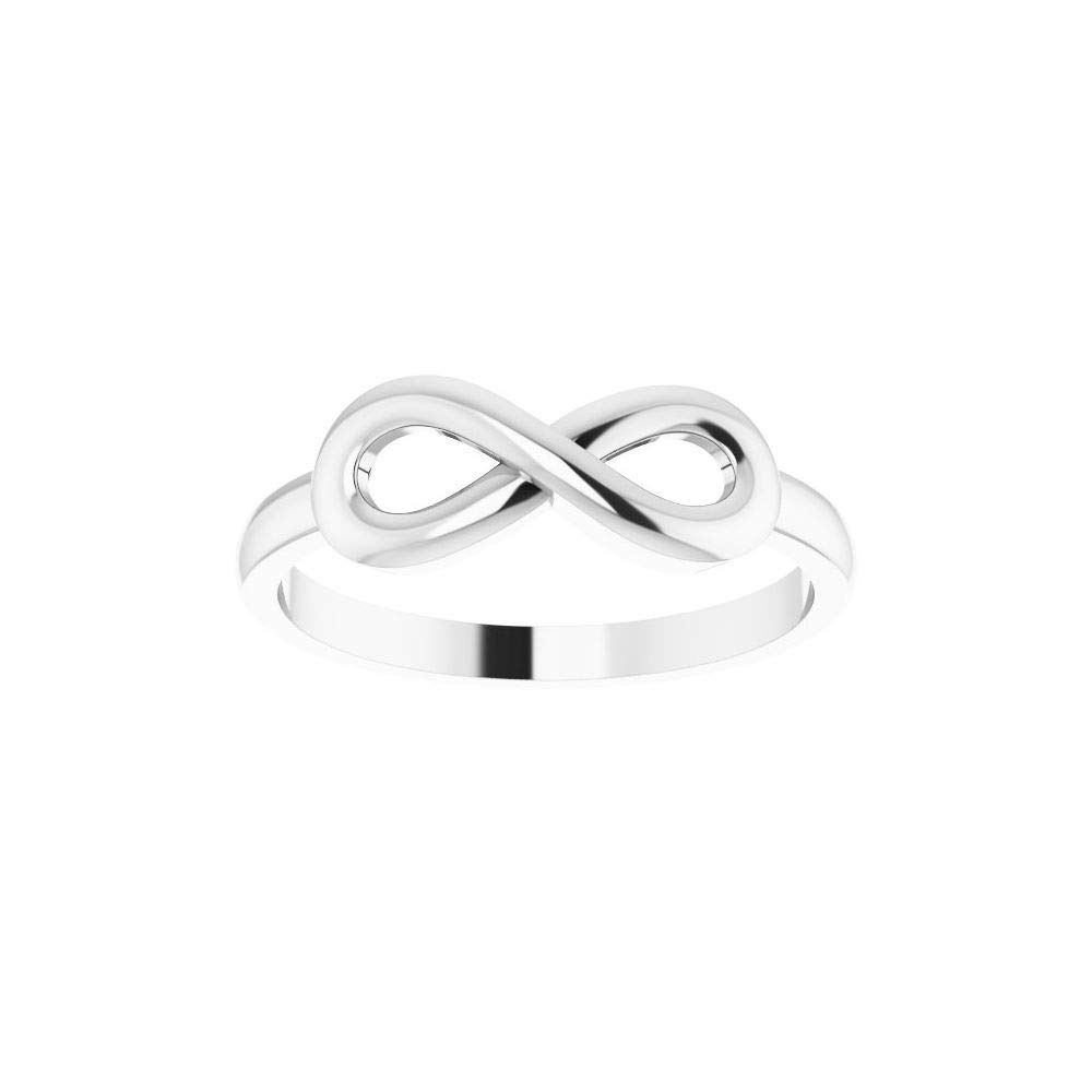 Solid 14k White Gold Infinity-Inspired Ring Band (Width = 5.4mm) - Size 8