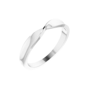 solid 14k white gold twisted stackable wedding anniversary ring band (width = 3.1mm) - size 6