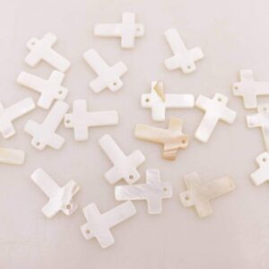 20 PCS 16mm x23mm Cross Shell Natural White Mother of Pearl Pendant