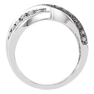 Solid 14k White Gold 1.0 Cttw Black and Brown Diamond Ring Band - Size 7 (Width = 22mm)