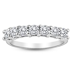 1 carat 14k white gold round 7-stone diamond wedding anniversary stackable ring band value collection