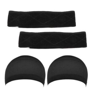 velvet wig grip headbands and mesh wig caps set - edge saver no slip elastic headbands for women, stretch mesh hair nets, wig bands