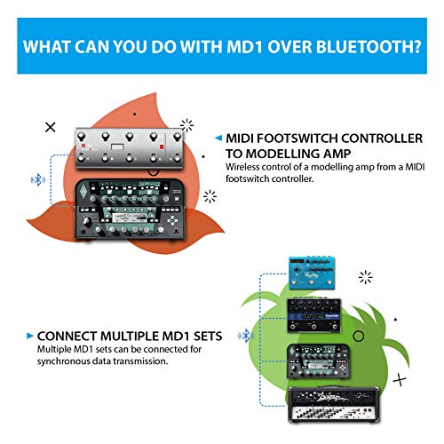 Xvive MD1 Wireless MIDI Bluetooth 5 MIDI DIN MIDI Adapter, MIDI Split/Merge，Synthesizer Digital Piano Keyboard to MIDI, macOS, iOS, Android, Windows