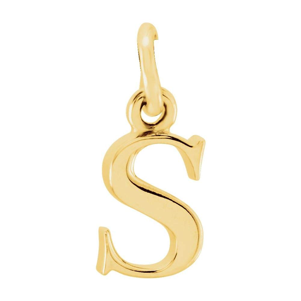 Solid 14k Yellow Gold Lowercase Alphabet Initial Letter S Charm Pendant Small (13mm x 3.9mm)