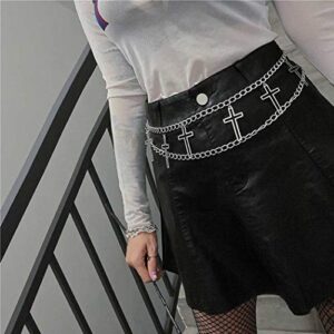 ELABEST Cross Waist Chain Belt Punk Oval Link Belly Body Chain Party Body Jewelry Accessories for Women and Girls