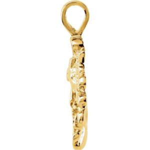 Solid 14k Yellow Gold Nugget Charm Pendant (31mm x 15mm)