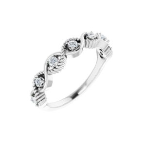 solid 14k white gold 1/5 cttw diamond stackable wedding anniversary ring band (.20 cttw) (width = 3.3mm) - size 6.5