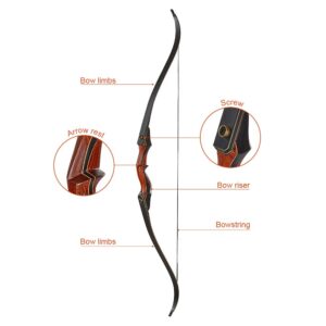 TOPARCHERY Archery 60" Takedown Hunting Recurve Bow for Adults Practice Competition Longbow with Stringer Tool Right Hand Black (40.00)