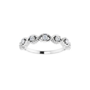 Solid 14k White Gold 1/5 Cttw Diamond Stackable Wedding Anniversary Ring Band (.20 Cttw) (Width = 3.3mm) - Size 6.5