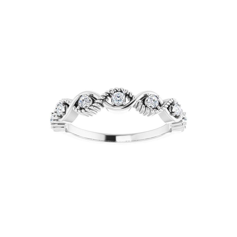 Solid 14k White Gold 1/5 Cttw Diamond Stackable Wedding Anniversary Ring Band (.20 Cttw) (Width = 3.3mm) - Size 6.5