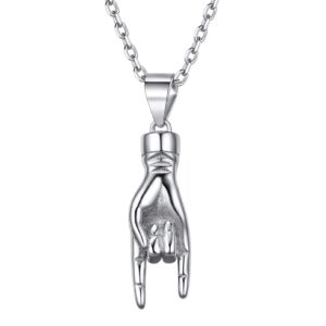 chicsilver italian hand necklace mano cornuto good luck sign pendant necklace for women men 925 sterling silver italian hand charm 18 inch