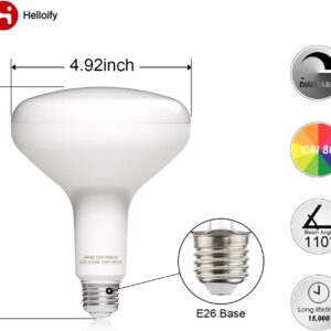 helloify Dimmable BR40 LED Flood Light Bulb, 12W, 75W Equivalent, 5000K Daylight White Light, Energy Saving Lamp for Office/Home, E26 Screw Base, 6PCS