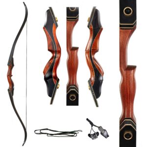 toparchery archery 60" takedown hunting recurve bow for adults practice competition longbow with stringer tool right hand black (40.00)