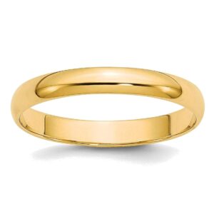 bonyak jewelry 14kt yellow gold 3mm ltw half round band size 9