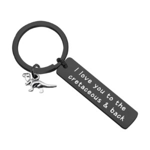 myospark dinosaur keychain i love you to the cretaceous back t-rex gift for couple dinosaur lover (dinosaur keychain black)