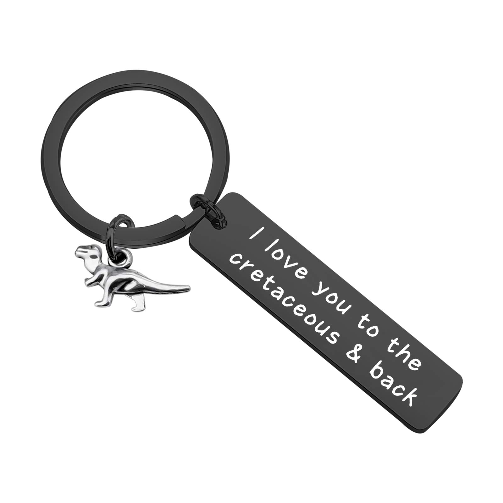 MYOSPARK Dinosaur Keychain I love You To The Cretaceous Back T-Rex Gift For Couple Dinosaur Lover (dinosaur keychain black)