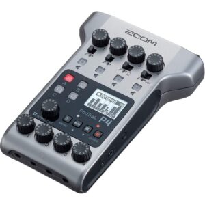 Zoom PodTrak P4 Portable Multitrack Podcast Recorder Bundle with 2X Zoom ZDM-1 Podcast Pack