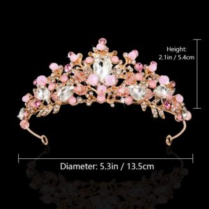 NODG Rose Gold Tiaras and Crowns for Women Pink Crystal Wedding Tiaras for Women Birthday Party Headbands Prom Pageant Tiara Headband Rhinestone Bridal Crown for Bride