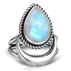 boho-magic sterling silver moon moonstone ring for women gemstone boho jewelry (7)