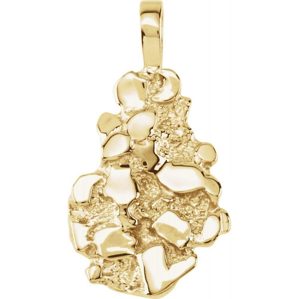 Solid 14k Yellow Gold Nugget Charm Pendant (31mm x 15mm)