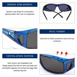 LVIOE Over Glasses Sunglasses Wrap Around Polarized Sunglasses for Men Women Fit Over Prescription Glasses with UV Protection