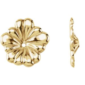 solid 14k yellow gold floral-inspired flower earring jackets (width = 11mm)