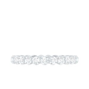 rosec jewels certified moissanite eternity ring, d color vs1 clarity, moissanite full eternity band for women - ready to gift, 14k white gold, size:us 8.50