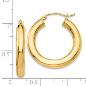 Polished 4mm Tube Hoop Earrings in 14K Yellow Gold