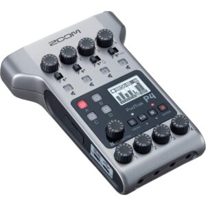 Zoom PodTrak P4 Portable Multitrack Podcast Recorder Bundle with 2X Zoom ZDM-1 Podcast Pack