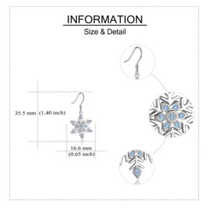 ONEFINITY Snowflake Earrings Sterling Silver Snowflake Dangle Drop Earrings for Women Christmas Jewelry Gifts