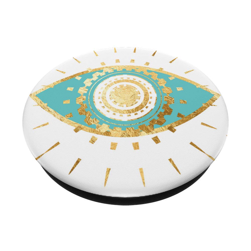 Gold and Teal Evil Eye Gold Ray Greek Mati PopSockets PopGrip: Swappable Grip for Phones & Tablets