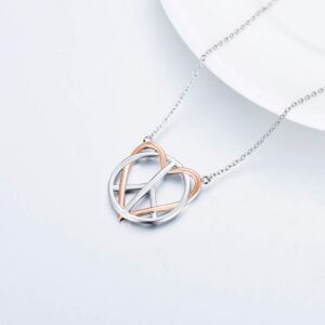 Peace Necklace for Women Sterling Silver Peace Sign Pendant Necklace Heart Love Jewelry