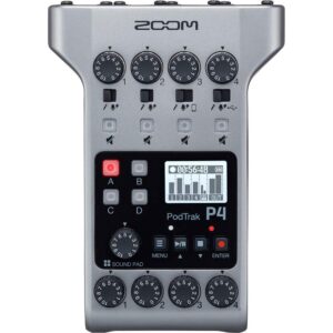 Zoom PodTrak P4 Portable Multitrack Podcast Recorder Bundle with 2X Zoom ZDM-1 Podcast Pack