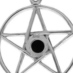 Silvershake Natural Black Onyx Stone 925 Sterling Silver Wiccan Pentagram Star Pentacle Necklace Pendant Jewelry for Women