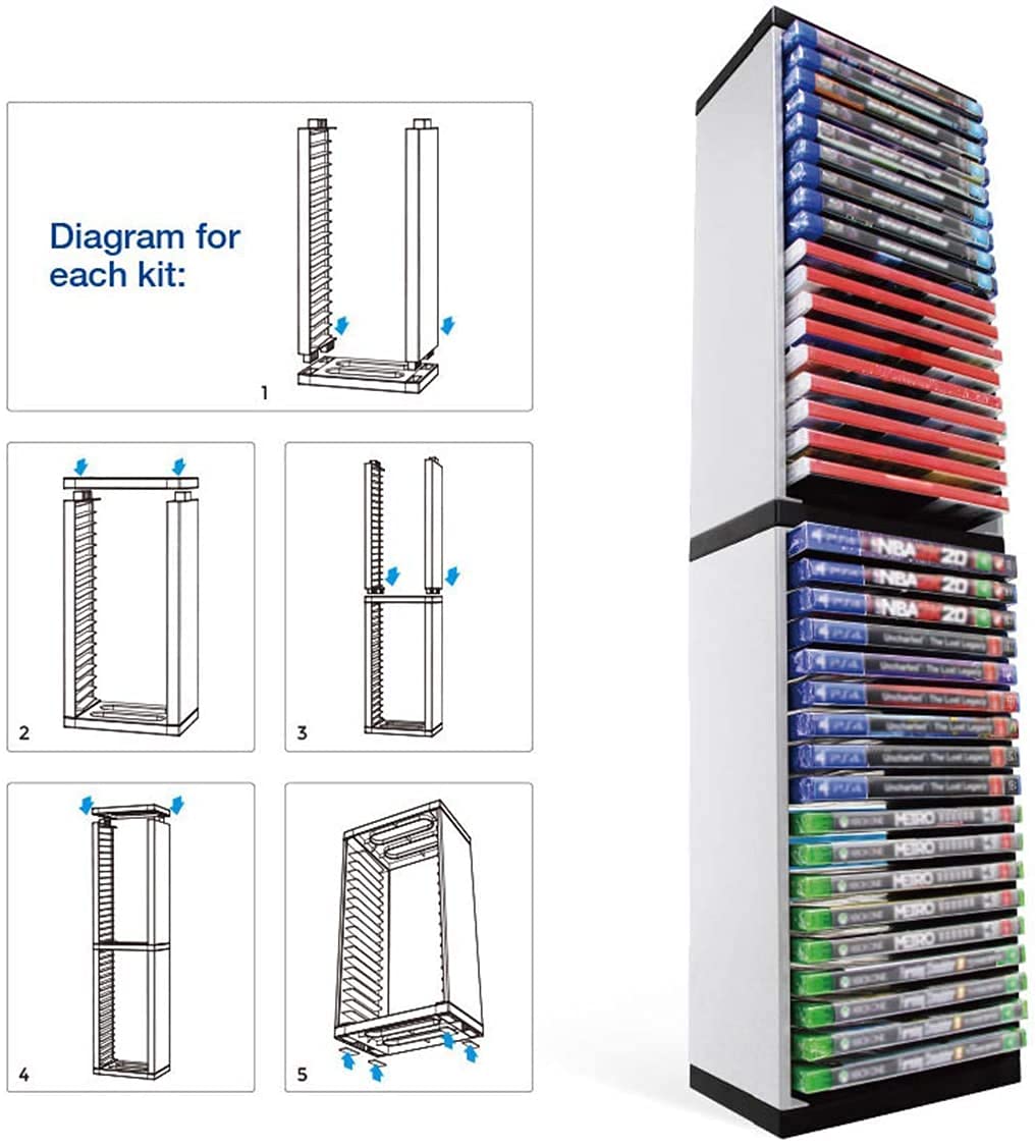 DAHAKII 36 Game Discs Storage Holder Stand for PS5 Game Storage Compatible with PS5/PS4/Xbox/Nintendo Switch